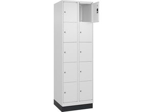 4066681693975 - 5er-Schließfachschrank Classic PLUS 2 Abteile verkehrsweiß B 600 mm 10 Fächer mit Bodensockel C+P