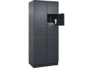 4066681694668 - 5er-Schließfachschrank Classic PLUS 2 Abteile grau B 800 mm 10 Fächer mit Bodensockel C+P
