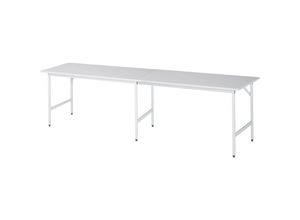 4040376520395 - Arbeitstisch höhenverstellbar Gestell 30 x 30 mm melaminharzbeschichtete Platte BxT 3000 x 800 mm lichtgrau