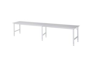 4040376520463 - Arbeitstisch höhenverstellbar Gestell 60 x 30 mm melaminharzbeschichte Platte BxT 4000 x 800 mm lichtgrau