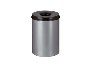 8713631001699 - Abfallsammler für den Innenbereich Volumen 30 l selbstlöschender Deckel Ø 335 x H 470 mm Stahl pulverbeschichtet alufarbig schwarz