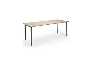 4061753267665 - Mehrzwecktisch DUO-C Trend gerade Platte Tiefe 800 mm Breite 2000 mm Eiche   schwarz kaiserkraft