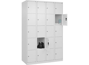 4067521353332 - 5er-Schließfachschrank Classic PLUS 4 Abteile verkehrsweiß B 1200 mm 20 Fächer mit Bodengleitern C+P