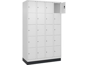 4066681694217 - 5er-Schließfachschrank Classic PLUS 4 Abteile verkehrsweiß B 1200 mm 20 Fächer mit Bodensockel C+P