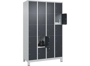 4066681682337 - 5er-Schließfachschrank Classic PLUS 4 Abteile lichtgrau   grau B 1200 mm 20 Fächer mit Füßen C+P