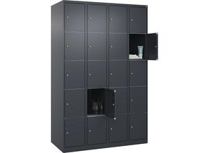 4067521353318 - 5er-Schließfachschrank Classic PLUS 4 Abteile grau B 1200 mm 20 Fächer mit Bodengleitern C+P
