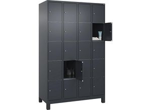 4066681682375 - 5er-Schließfachschrank Classic PLUS 4 Abteile grau B 1200 mm 20 Fächer mit Füßen C+P