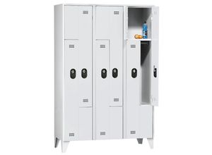 4250618246697 - Z-Garderobenschrank Fachhöhe 820 mm HxBxT 1850 x 1200 x 500 mm Abteilbreite 400 mm Korpus-   Türfarbe Lichtgrau   Lichtgrau