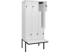 4067521115619 - Z-Spind Classic PLUS Sitzbank 3 Abteile verkehrsweiß B 900 mm Sicherheits-Drehriegel auskragend Kunststoff C+P