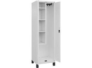 4066681617841 - Putzmittelspind Classic PLUS 1 Abteil Trennwand mittig verkürzt verkehrsweiß B 600 mm mit Füßen Zylinderschloss C+P