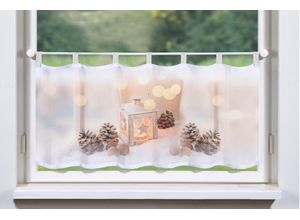 4056751194860 - Scheibengardine HOME WOHNIDEEN LATERNE Gardinen beige (naturfarben) Bistrogardine Fertiggardine Gardine Plissee Schlaufenschal Sonnenschutz-Plissee nach Räumen HxB 45x120
