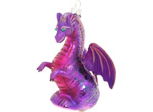 0024762243659 - Christbaumschmuck KREBS GLAS LAUSCHA Drache Violet 12cm lila (violett) B8cm H15cm T10cm Glas Weihnachtsbaumschmuck Christbaumschmuck aus Glas mundgeblasen handgefertigt Figur