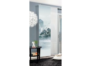 4056751538299 - Schiebegardine HOME WOHNIDEEN VITNAM LINKS Gr 1 grün B60cm H245cm Polyester Gardinen Schiebewand Seidenoptik Digitaldruck
