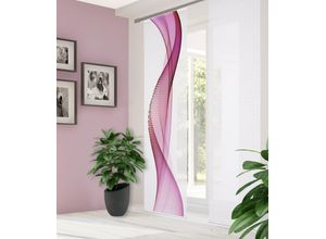 4056751437073 - Schiebegardine HOME IN GREEN NEVOLA Gr 1 lila (beere) B60cm H245cm Polyester Gardinen DIGITALBEDRUCKT BAMBUSOPTIK RECYCELT