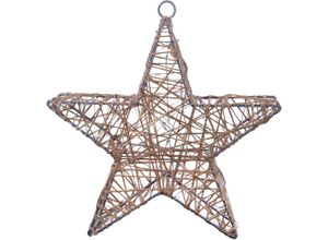 4003222886410 - näve Dekolicht Metallstern Weihnachtsdeko Ein- Ausschalter Timerfunktion LED fest integriert Warmweiß 2er Set Timer Eisen Textil naturfarben batteriebetrieben beige