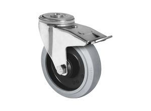 4260654032185 - Elastik-Reifen auf PA-Felge Rad-Ø x Breite 80 x 35 mm Rückenloch Lenkrolle mit Doppelstopp kaiserkraft