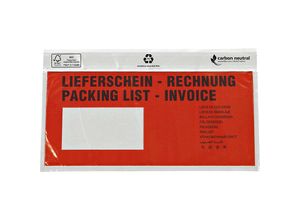 4251924744280 - Recycling-Dokumententaschen Aufdruck Lieferschein - Rechnung VE 1000 Stk LxB 240 x 117 mm ratioform