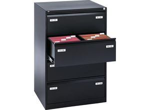 5020073413021 - BISLEY Hängeregistraturschrank LIGHT 2-bahnig 4 Schübe DIN A4 quer tiefschwarz ab 2 Stk