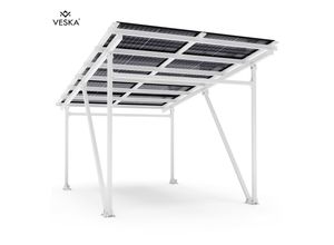 4054748021144 - VESKA Solar-Carport EcoPort 5000Bi mit 10 Modulen - Effiziente und Nachhaltige Energiegewinnung in weiss