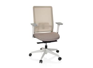 4251084676193 - Profi Bürostuhl PURE WHITE Stoff Netzstoff mit Armlehnen (höhenverstellbar) hjh OFFICE