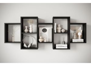 4068223977314 - Wandboard INOSIGN Wandregal Trio schwarz (graphite schwarz matt) B1608cm H65cm T18cm FSC-zertifizierter Holzwerkstoff Regale Stell- oder Hängeregal 10 offene Fächer flexibel montierbar