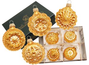 0024762111750 - Christbaumschmuck KREBS GLAS LAUSCHA Glaskugelformen Breite ca 5 cm gold (goldfarben) B5cm H6cm T3cm Glas Weihnachtsbaumschmuck Weihnachtsdeko Christbaumkugeln aus Glas Weihnachtsbaumkugel