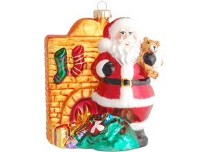0024762802870 - Christbaumschmuck KREBS GLAS LAUSCHA Santa vor dem Kamin Weihnachtsdeko Christbaumschmuck bunt B11cm H125cm T115cm Glas Weihnachtsbaumschmuck mundgeblasen