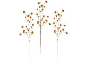 4019844792169 - Kunstblume IGEA Distel Kunstpflanzen Gr B H L 18 cm x 100 cm x 6 cm 3 St goldfarben Weitere Weihnachtsdeko Künstlicher Mini Distelzweig gold Metallic 3er Set