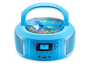 4260716010526 - tragbarer CD-Player Kinder CD-Player AUX-IN USB-Anschluss CD MP3-Radio Kinder Radio CD-Radio Stereoanlage Boombox Blau - Blau