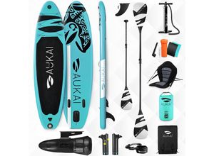 4054748045683 - Stand Up Paddle Board AUKAI Pro Ocean mit Kajak-Sitz und Motor türkis