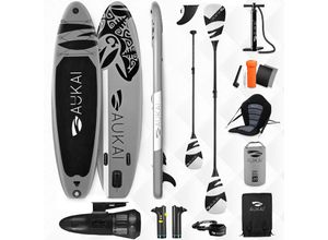 4054748045669 - Stand Up Paddle Board AUKAI Pro Ocean mit Kajak-Sitz und Motor grau