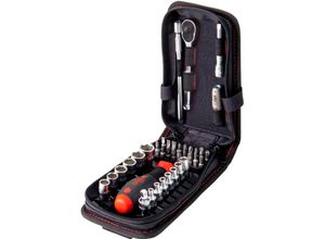 4010995446840 - Steckschlüsselsatz Bit Set 1 4 Zoll 40 teilig inklusive Funktionstasche mit Gürtelclip I Werkzeuggürteltasche (44684)
