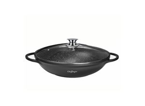 4255698217285 - Wok Wokpfanne Woktopf Induktion 40cm Aluguss mit Deckel Bratpfanne Marmorbeschichtung - Cheffinger