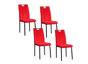 4255701925794 - Esszimmerstuhl Denton Samt Rot 4er-Set