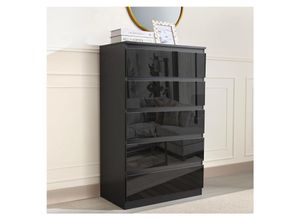4255701927392 - Sideboard Kenji 5 Schubladen Hochglanz Schwarz