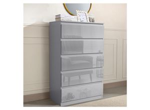 4255701927408 - Sideboard Kenji 5 Schubladen Hochglanz Grau