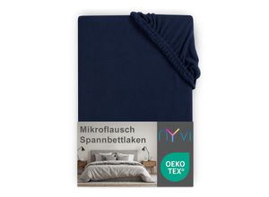 4255636634884 - NYVI Spannbettlaken DreamScience Mikroflausch - Kuschelweiches & Wärmendes Bettlaken Spannbetttuch Größe180 - 200x220 + 40 cm Boxspringbett Farbenavy