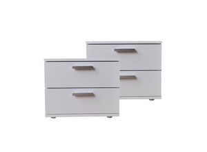 4255701921277 - Nachtschrank 2er Set Weiß Nina