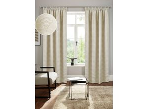 4068222400912 - Verdunkelungsvorhang BRUNO BANANI Alessio BLACK FRIDAY DEAL Gardinen Gr 225cm Kräuselband 130cm beige Elegantes Muster Jacquard verdunkelnder Vorhang blickdichtmodern