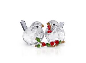 9009657013716 - Tierfigur SWAROVSKI Dekofigur Kristallfigur Sammelfigur Idyllia Vogelpaar und Beeren kristallweiß rot grün grau bronzefarben Dekofiguren Ø Vogelpaar und Beeren Kristall Metall