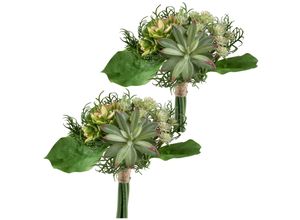 4064118242475 - Kunstpflanze CREATIV GREEN Sukkulenten-Bouquet grün (grünrosa) H24cm Kunststoff Kunstpflanzen mit grünrosa Farbgebung