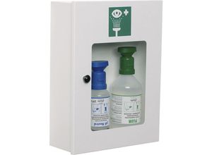 4251138208936 - B-SAFETY Augen-Notfallstation mit Spülflaschen mit 1 x 200 ml pH-neutral 1 x 500 ml 09% NaCl weiß