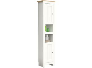 4051814440106 - Holz Badezimmerschrank Badmöbel Stand Badschrank Hochschrank Maße ca H 180 x B 42 x T 30 cm - Balusa
