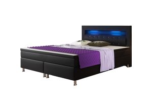 4260465765487 - IHG Boxspringbett Monaco 180x200 cm Kunstleder Schwarz