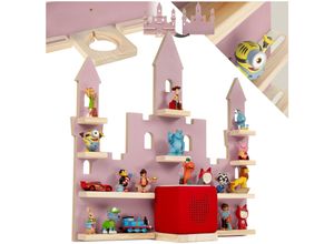 4061173262417 - tectake® Holzregal mit Magnetstreifen - Wandmontage - Tonie-Regal - Wandregal für Kinderzimmer - Tonies Hörfiguren und Toniebox - Briefkasten - Sammlungsdisplay - rosa