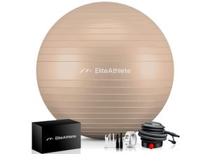 4260696120284 - EliteAthlete® Gymnastikball Sitzball Büro ergonomisch mit Anti Burst System - Fitness Yoga Pilates Schwangerschaft - Schwangerschaftsball Fitnessball Yogaball - Yoga Ball inkl Luftpumpe - Cappu 75cm