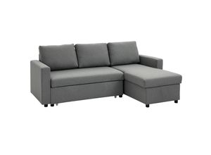 4251774930963 - Ecksofa mit Stauraum grau 2115B x 146T x 85H cm Klappbett Schlafsessel Gästebett Schlafsofa Sofa Ecksofa