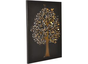 4046884067643 - Wanddekoobjekt Wandbild schwarz B51cm H64cm T2cm Metall HOFMANN LIVING AND MORE Wanddekoobjekte Bild aus Metall mit goldfarbenen Baum