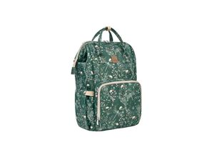 3800171216647 - Kikkaboo Wickeltasche Siena Rucksack Wickelunterlage Grifflänge einstellbar grün gemustert