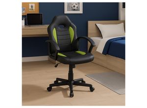 4255701914262 - Schreibtischstuhl Junior höhenverstellbar ergonomischer Drehstuhl Schwarz-Grün